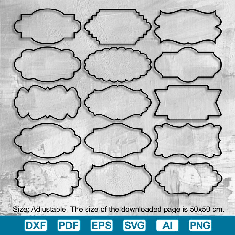 15 Frames Border Dxf Pdf, Labels, Signs, Clipart Silhouette, Cut File ...