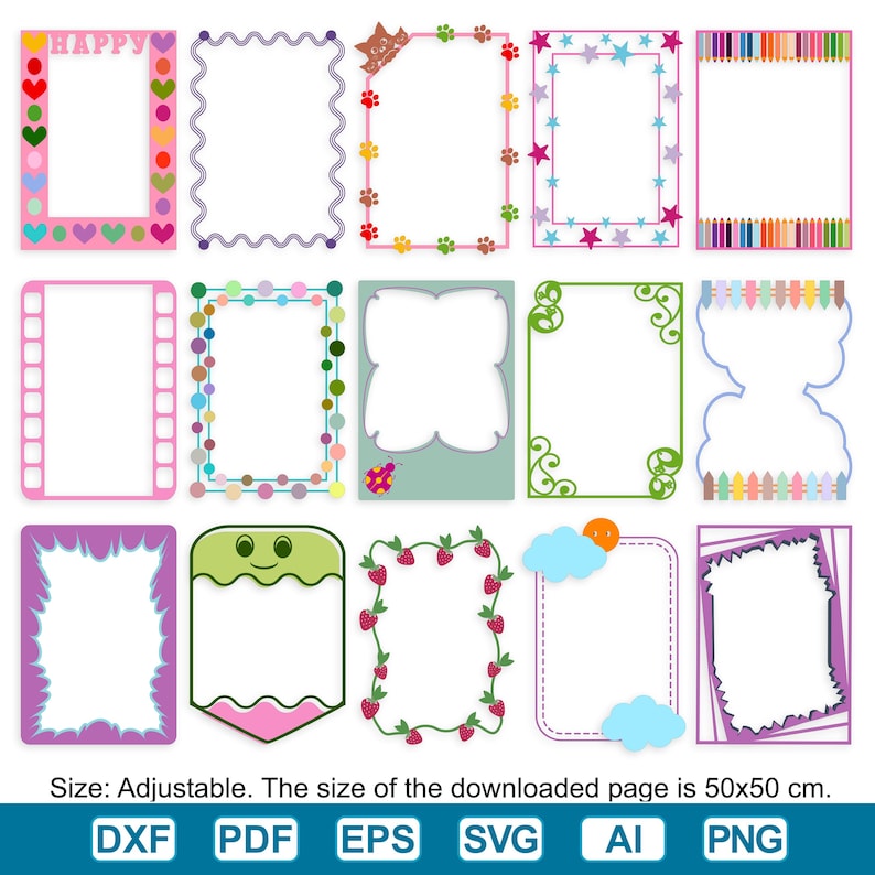Geometric Frames Borders for Kids SVG DXF: Kids Frame Photo (digital ...