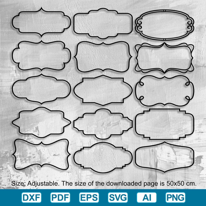 Frames Border Dxf Pdf, Signs Labels, Clipart Silhouette, Cut File ...