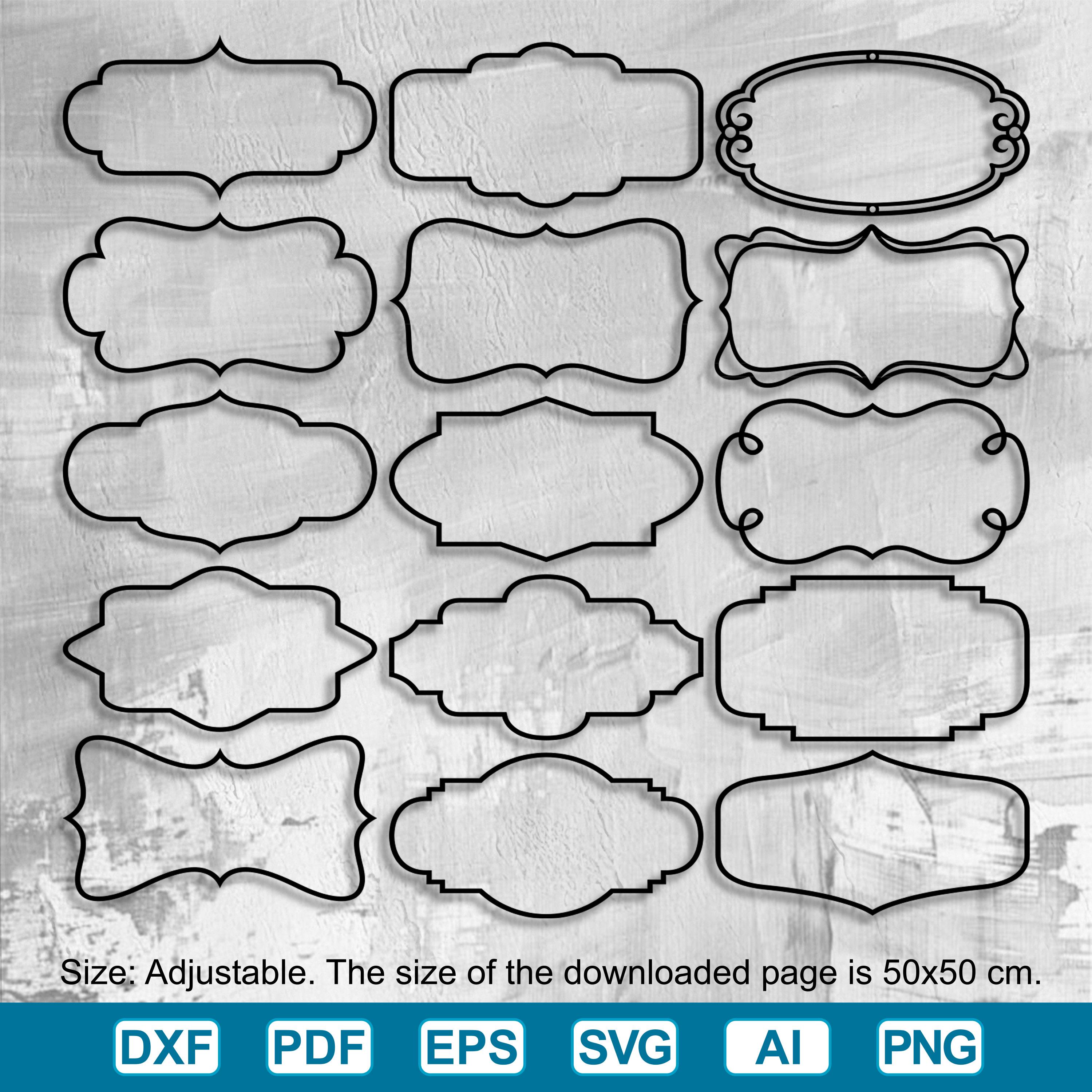 Frames Border Dxf Pdf, Signs Labels, Clipart Silhouette, Cut File ...