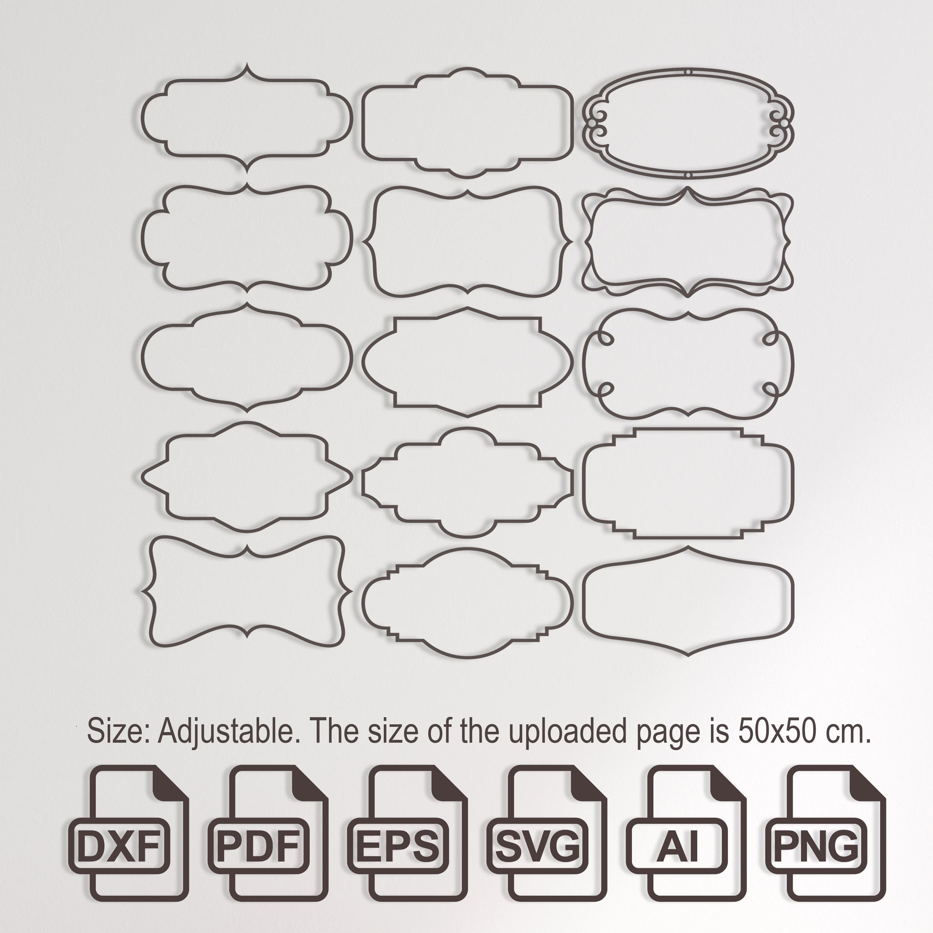 Frames Border Dxf Pdf, Signs Labels, Clipart Silhouette, Cut File ...