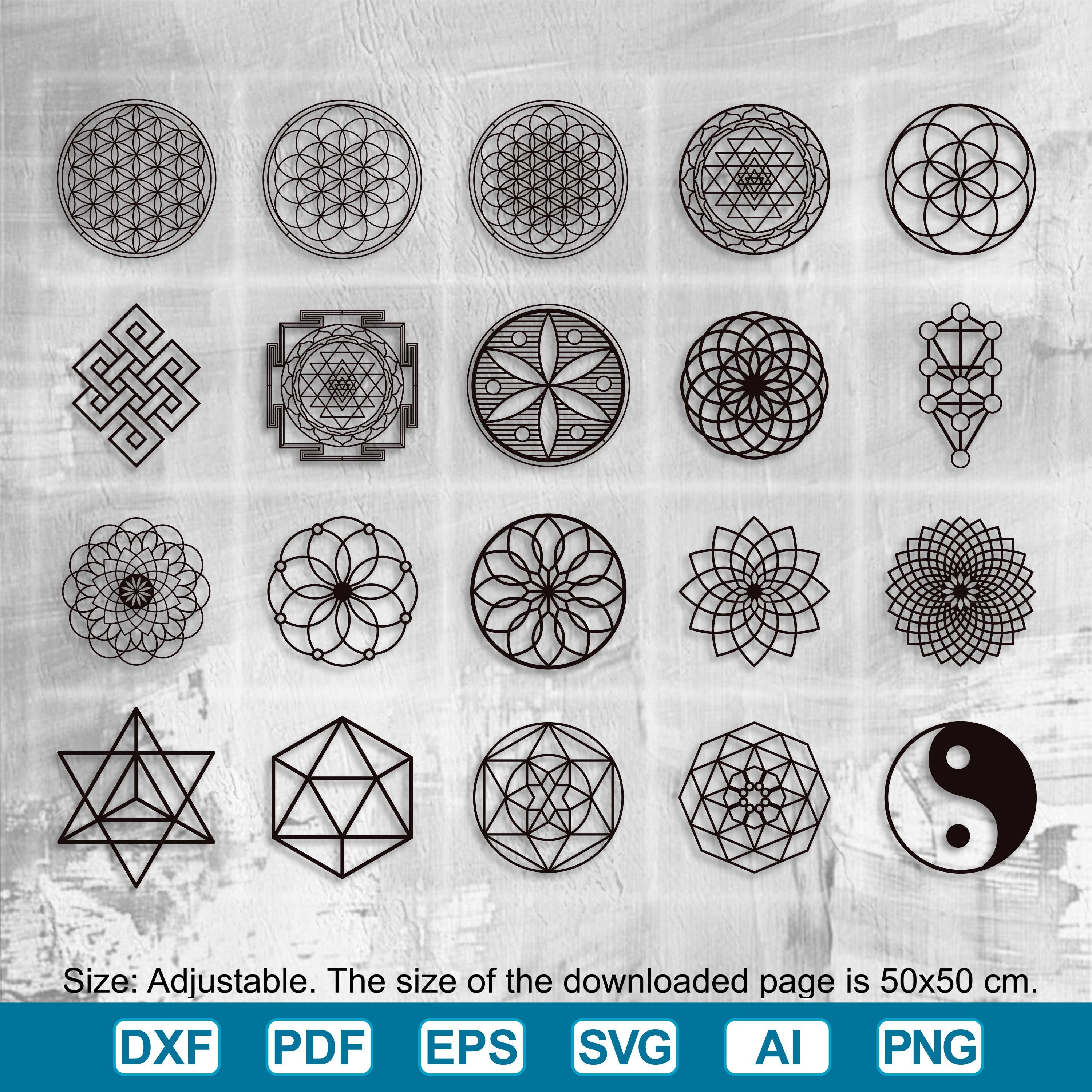 Flower of Life SVG Bundle: Sacred Geometry Laser Cut, Cnc, Engraving ...