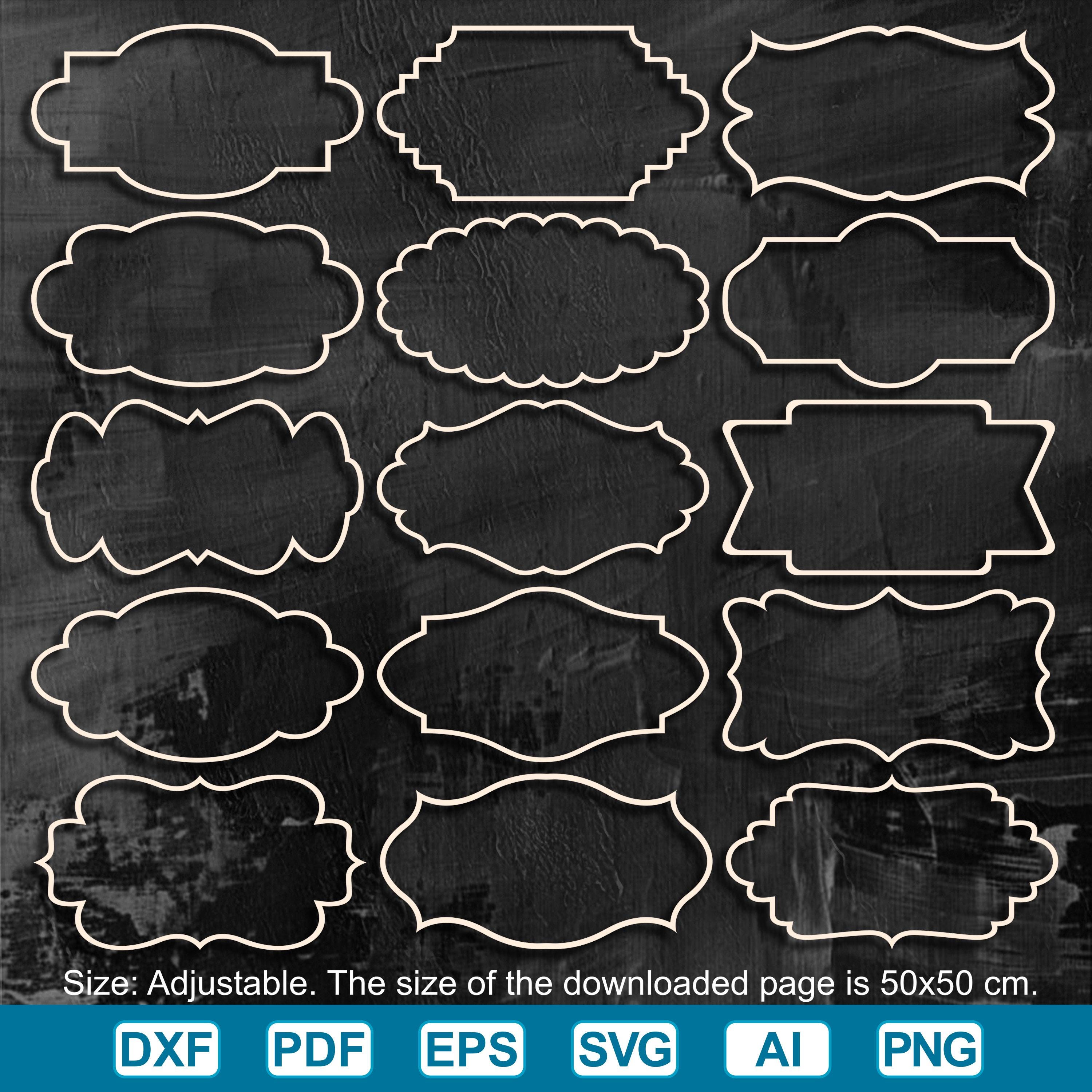 15 Frames Border Dxf Pdf, Labels, Signs, Clipart Silhouette, Cut File ...