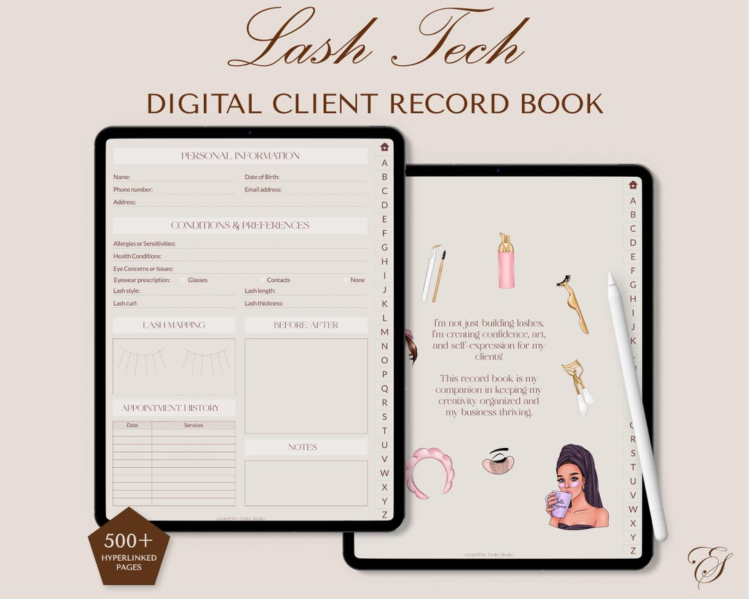 Digital Lash Tech Client Record Book | Client Record Book for Lash Technicians | Digital Planner ...