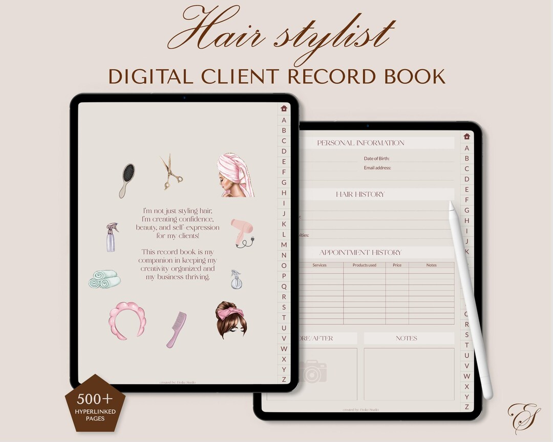 Digital Hair Stylist Client Record Book | Client Record Book for Hair ...
