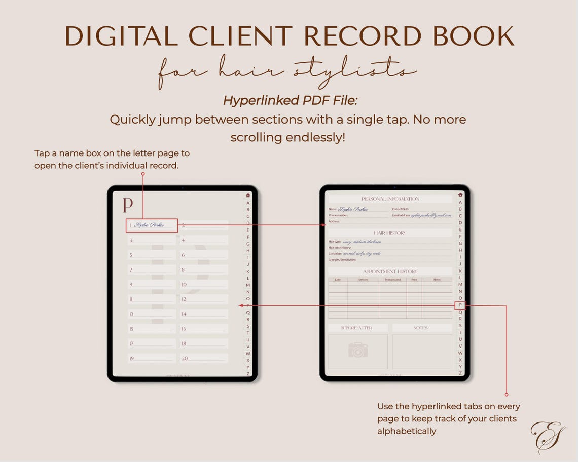 Digital Hair Stylist Client Record Book | Client Record Book for Hair ...