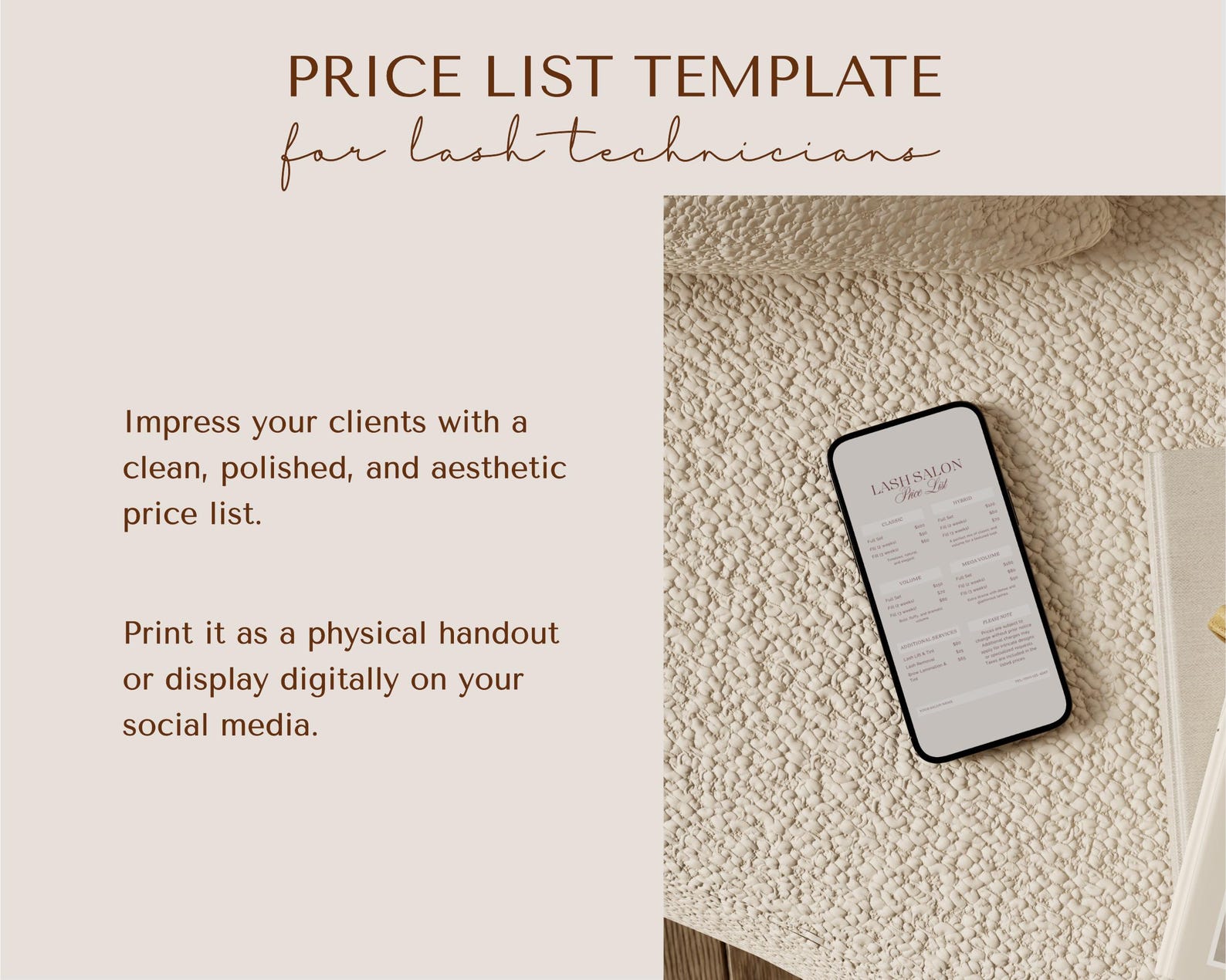 Lash Salon Price List Template | Lash Tech Price List Canva Template ...