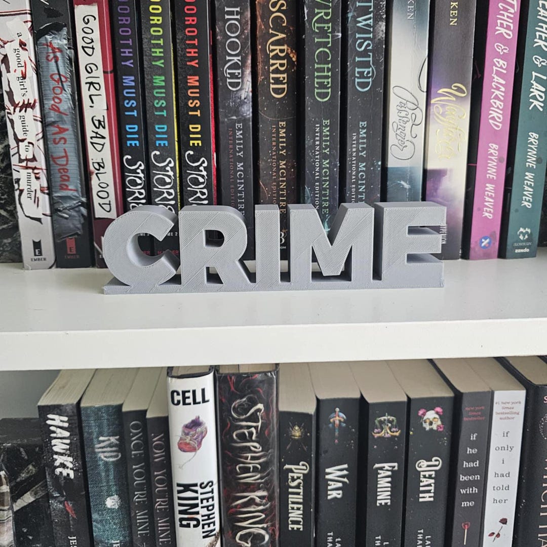 Crime Sign, Crime Plaque, Book Trope Sign, Book Genre Sign, Reading ...
