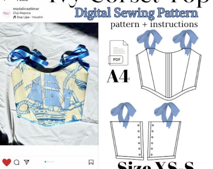Ivy Corset Top Sewing PDF Pattern XS-S - Etsy