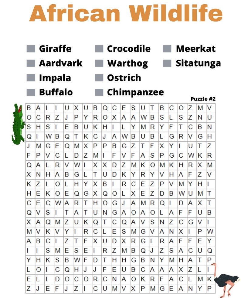 Advanced Level Crossword Puzzle - 28 Challenging Puzzles - Animal ...