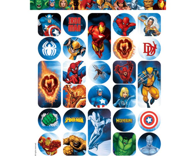 Marvel Superheroes Sticker 62 Stickers Marvel Heroes Birthday Party ...