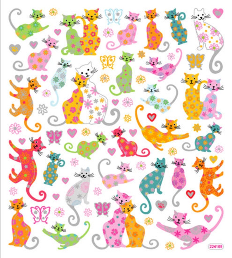 Flower Kitties Sticker Kitty Cat Sticker Kitten Sticker | Etsy