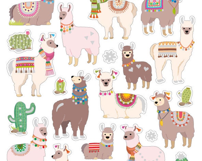 Llama Fun Glitter Stickers • Llama Animal Lover • Alpaca Sticker ...
