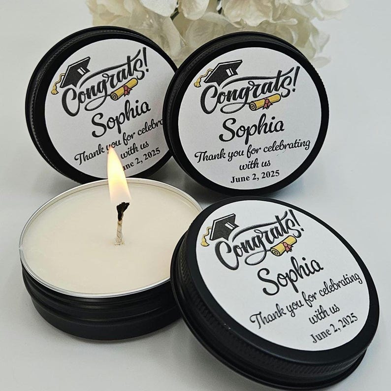 Personalized Graduation Candle Favors – Class of 2026, Custom Soy ...