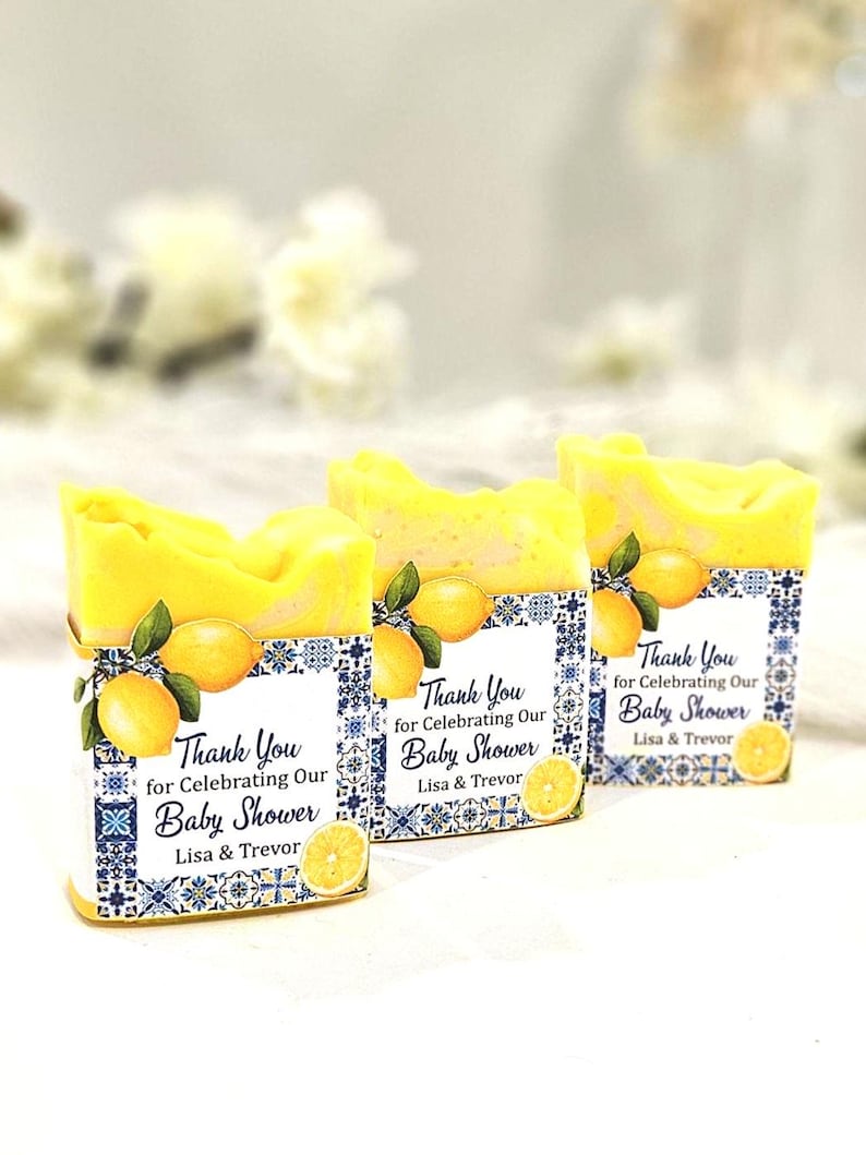 Lemon Soap Favors: Citrus Scented, Personalized Wraps, Bridal Shower ...
