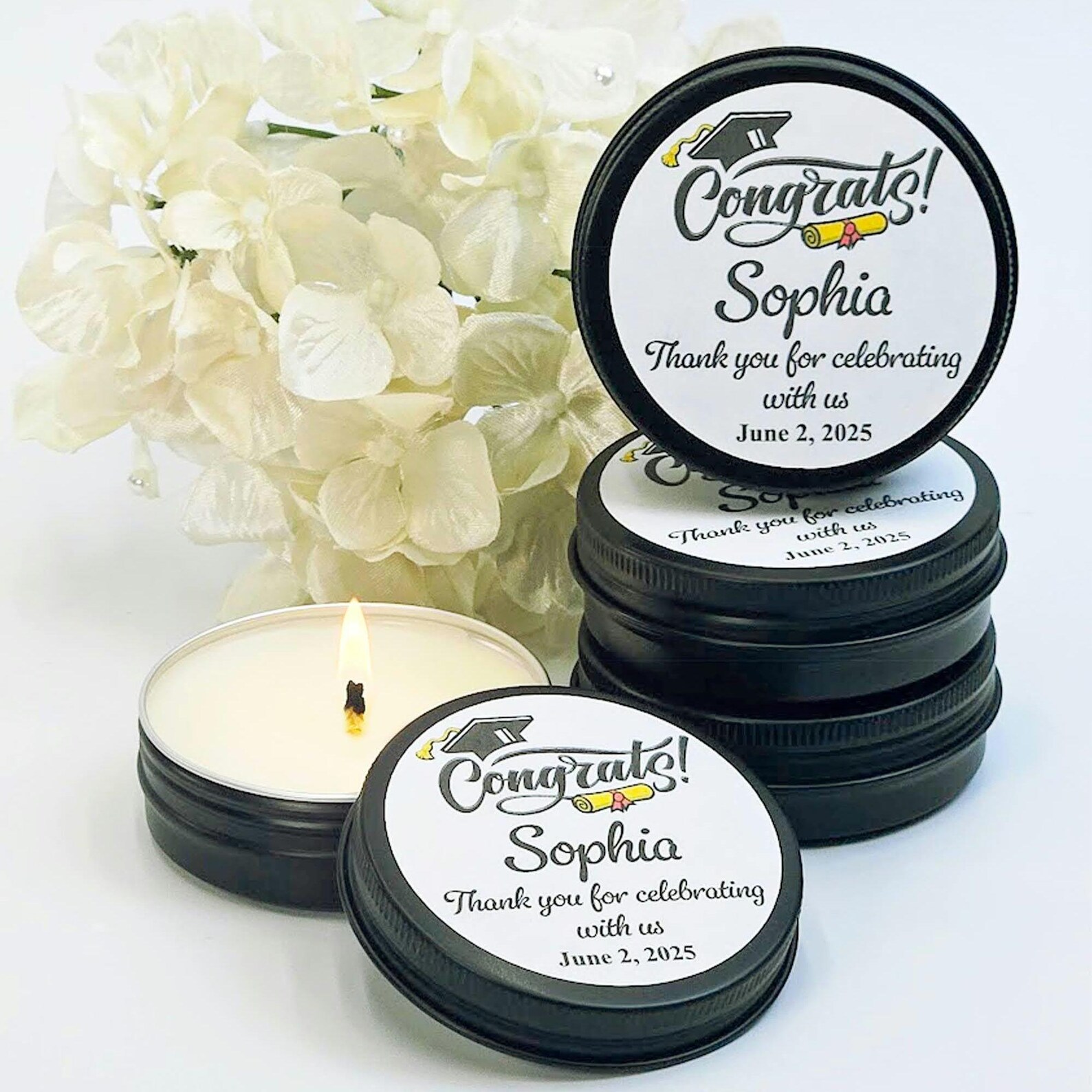 Personalized Graduation Candle Favors – Class of 2026, Custom Soy ...