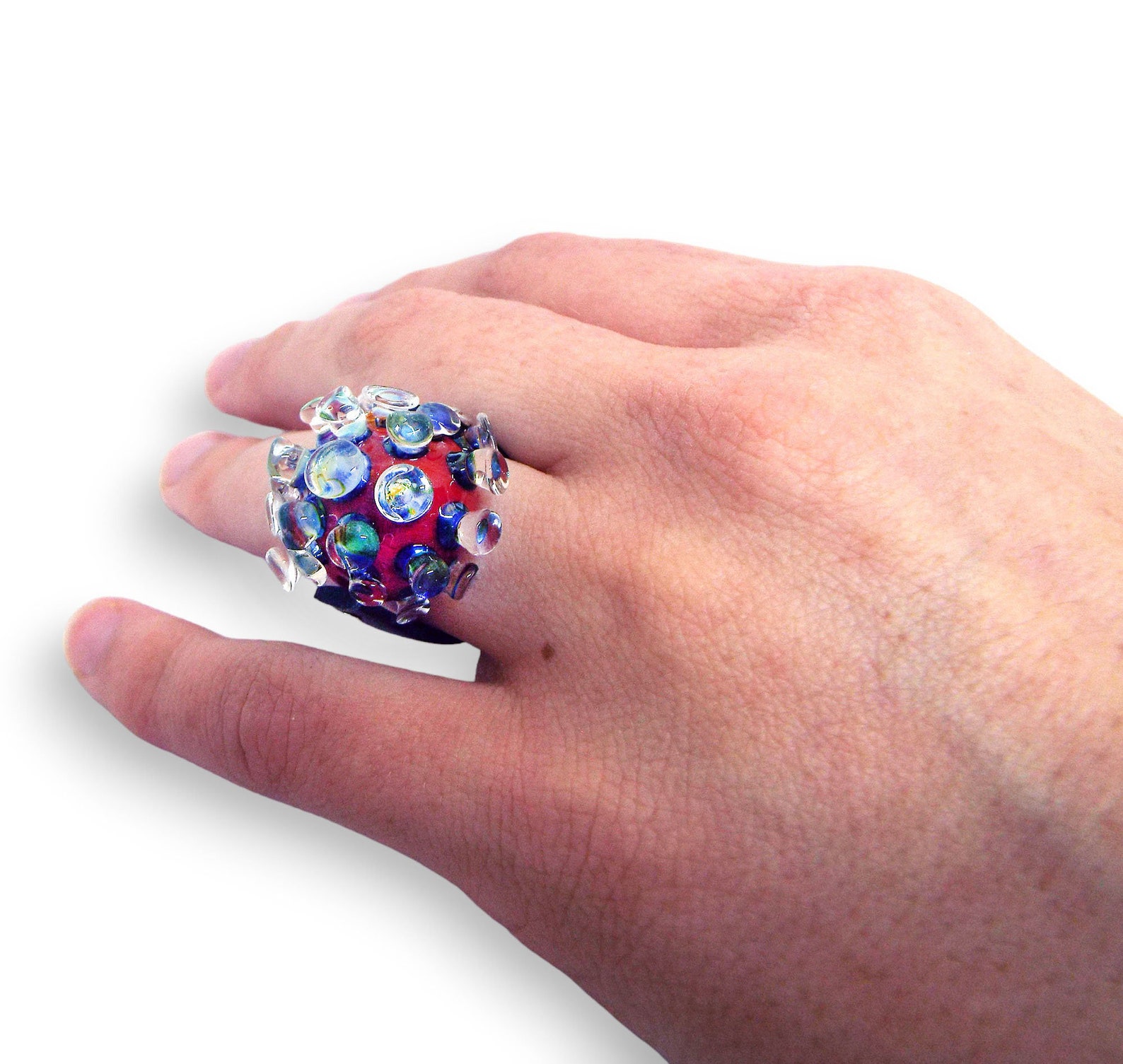 Bold Red Glass Ring Colorful Cocktail Ring Contemporary Art - Etsy