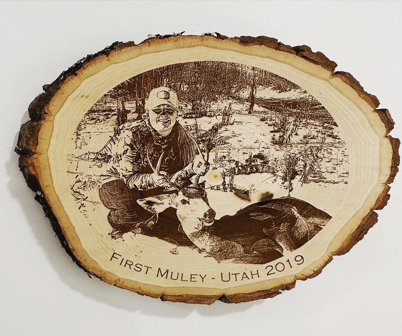 Custom Laser Engraved Hunting Photo Plaques - Round - Etsy