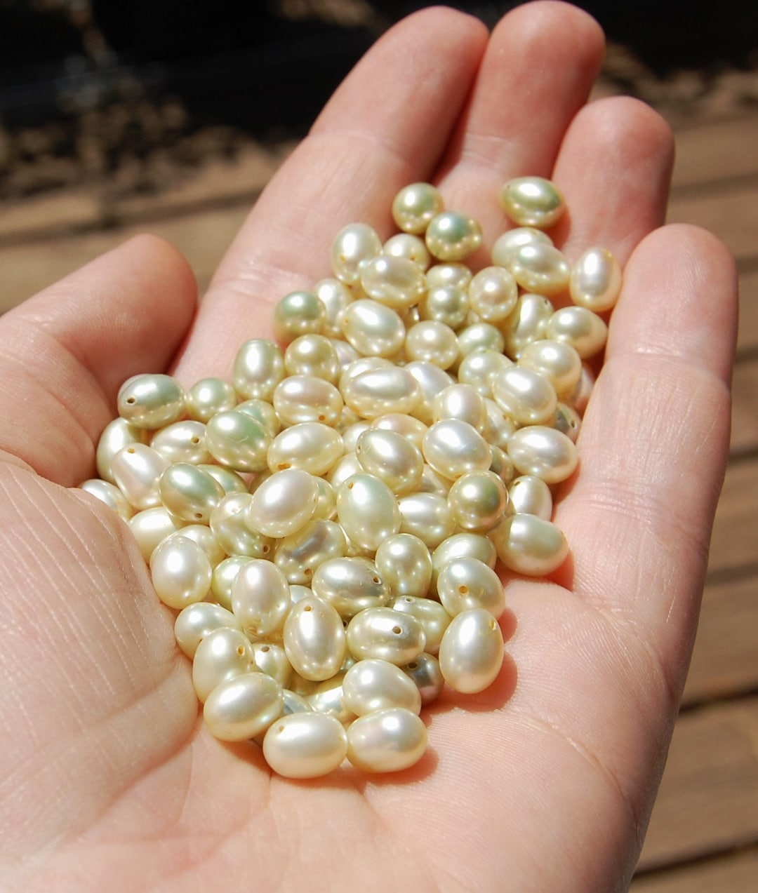Lime Green Freshwater Pearls: Oval Teardrop Side Drilled, 25 Loose ...