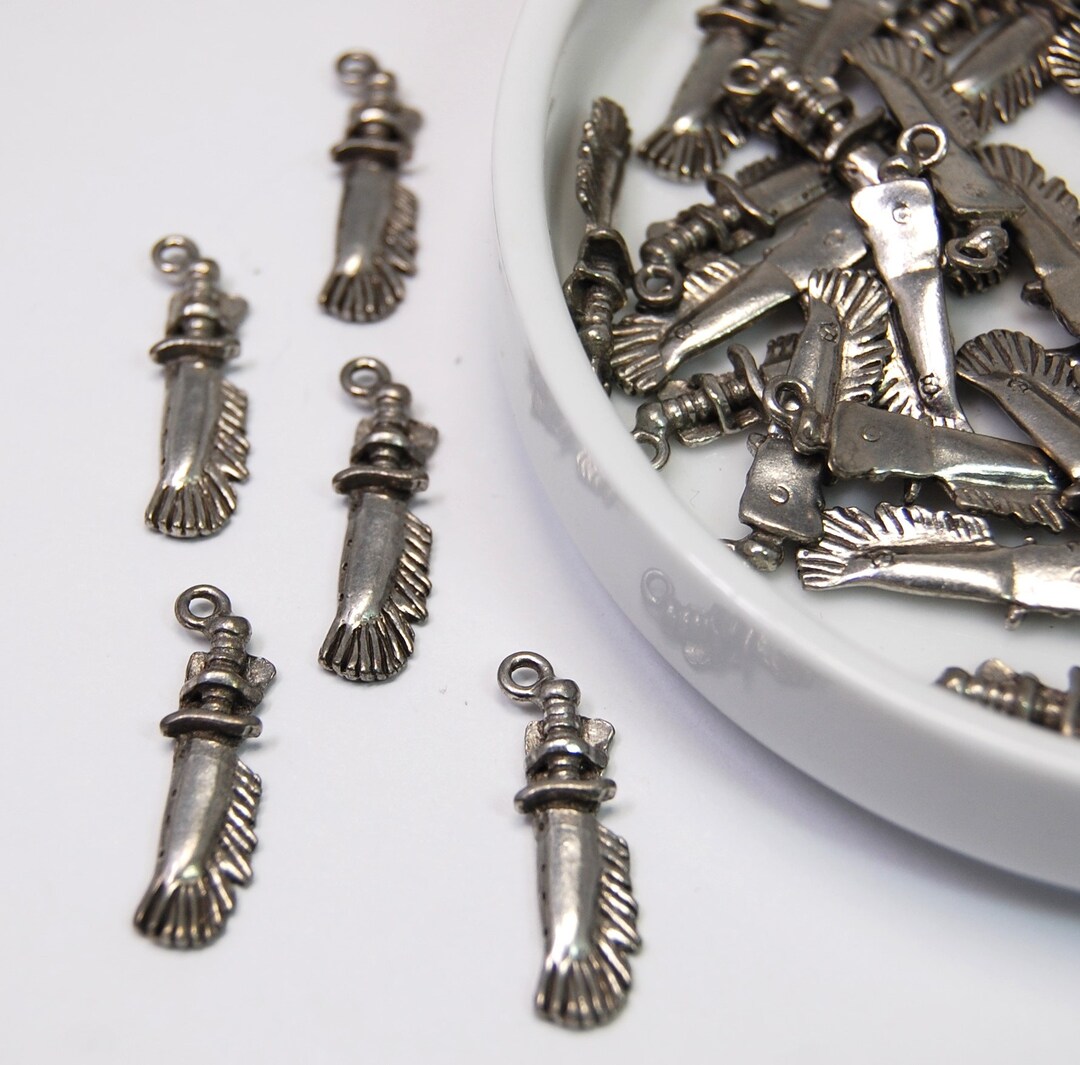 Antique Silver Bowie Knife Charms, Hunting Charms, 1 Charm, Made in the ...