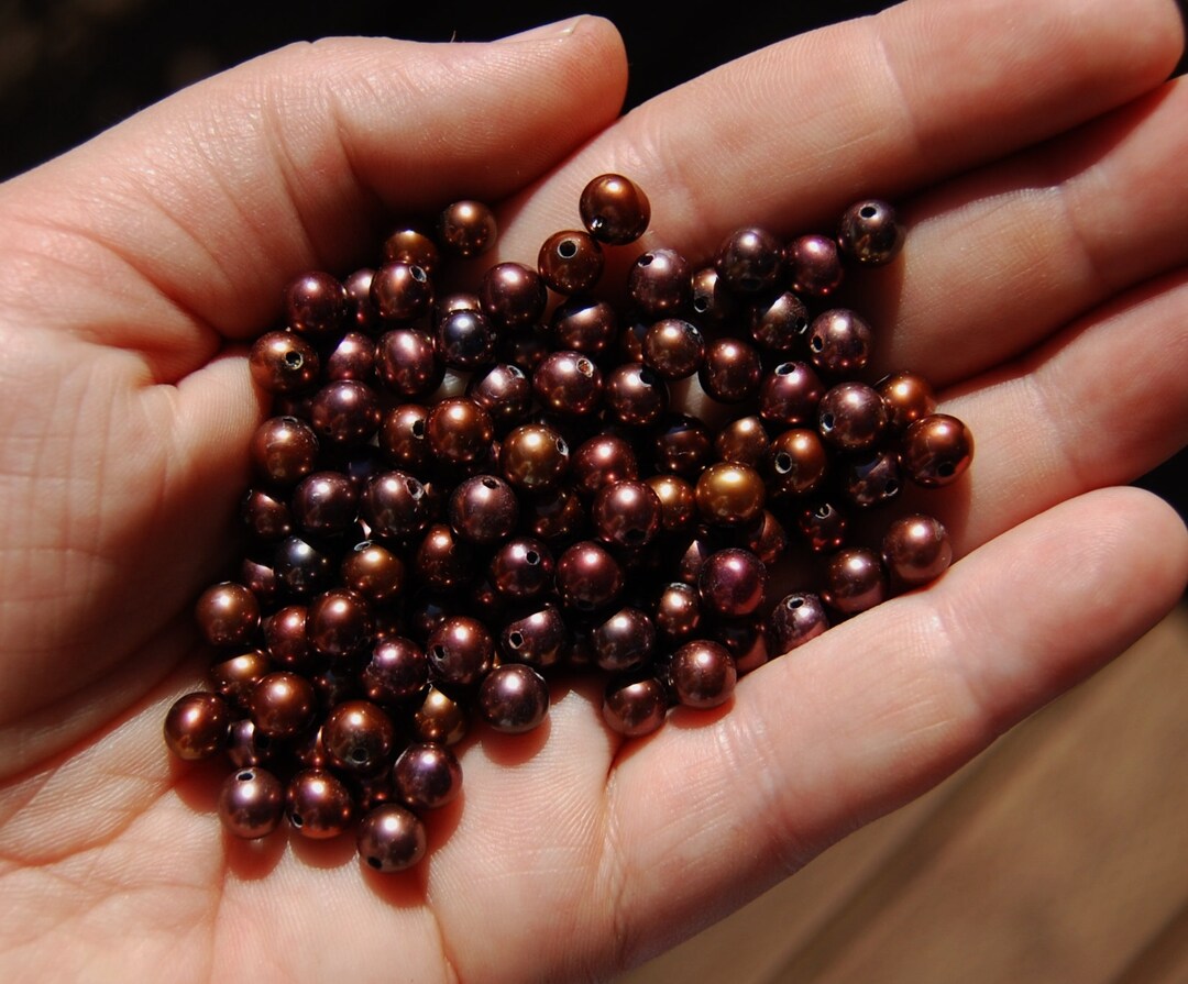 Bronze Freshwater Pearls: 6-6.5mm Round Potato Beads, Large Hole Pearls ...