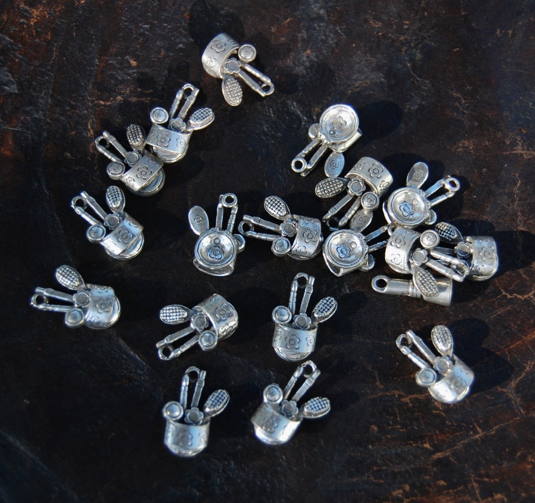 Antique Silver Cosmetic Bag Charms, Makeup Charms, 1 Charm, Made in the ...
