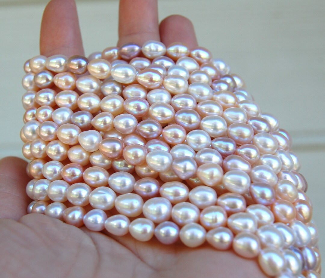 8.5 9.5 Mm Fresh Water Pearls, Oval / Teardrop Pearls, Multi Colored ...