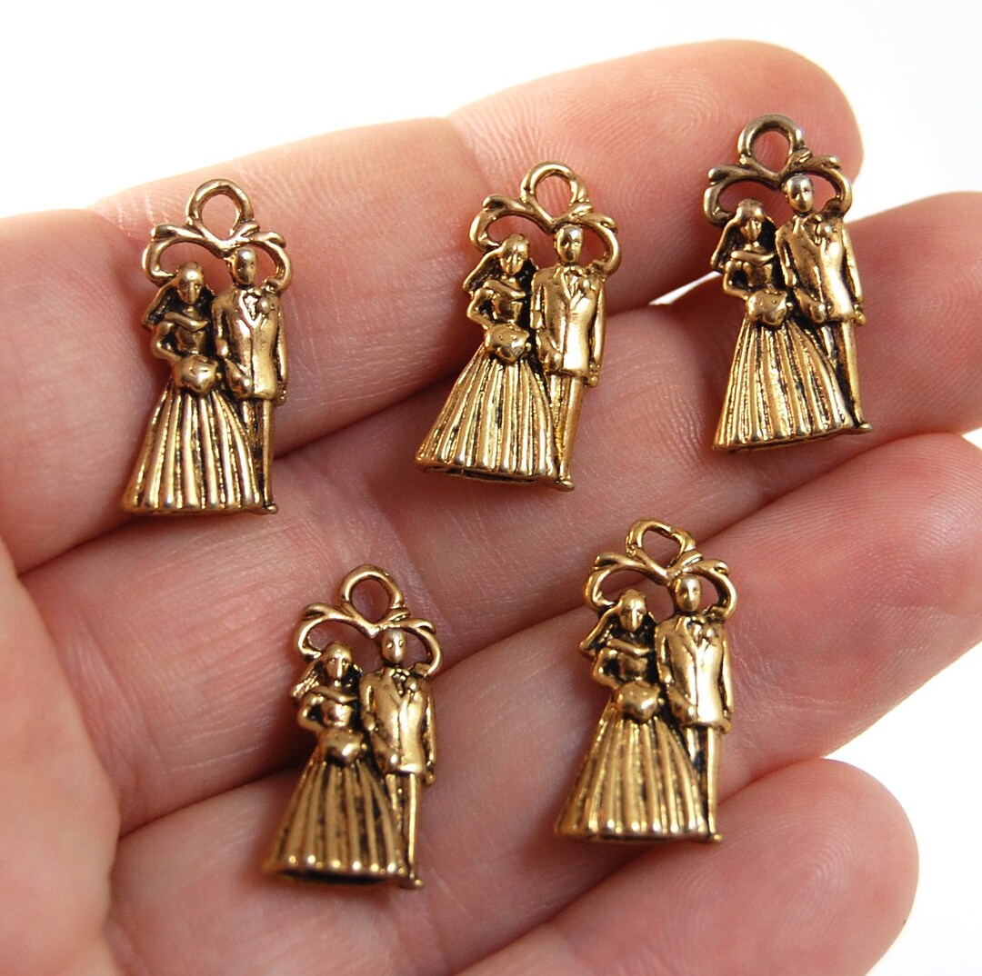 Gold Bride and Groom Charms, Wedding Charms, 1 Charm, Made in the U.S ...