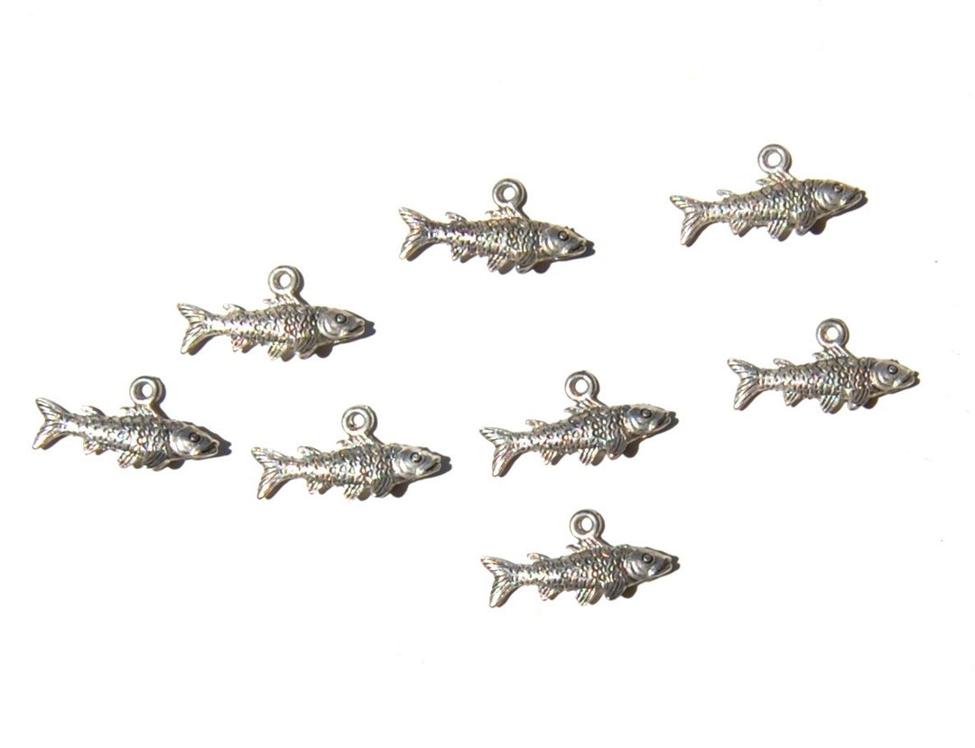 Antique Silver Trout Fish Charms, Aquatic Charms, 1 Charm, Made in the ...