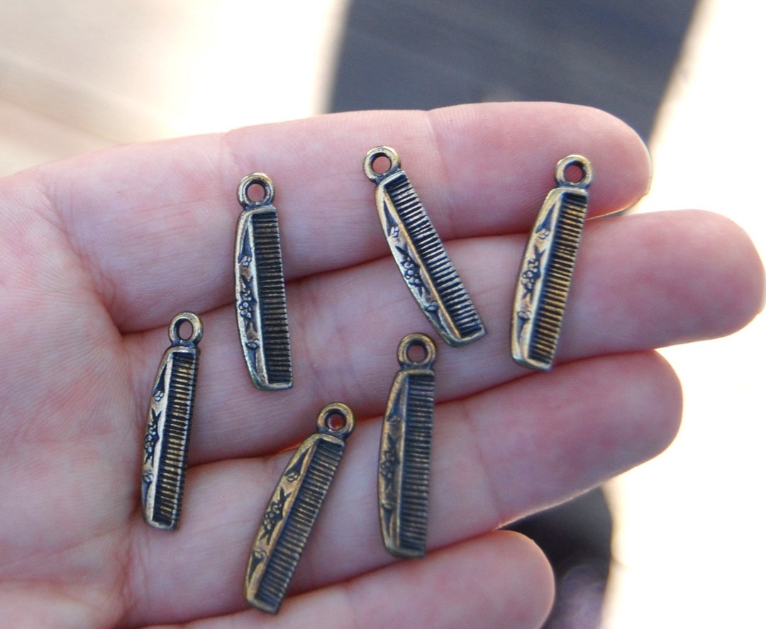 Detailed Brass Hair Comb Charms, Hair Charms, 1 Charm, Made in the U.S. Jewelry Making Supplies ...
