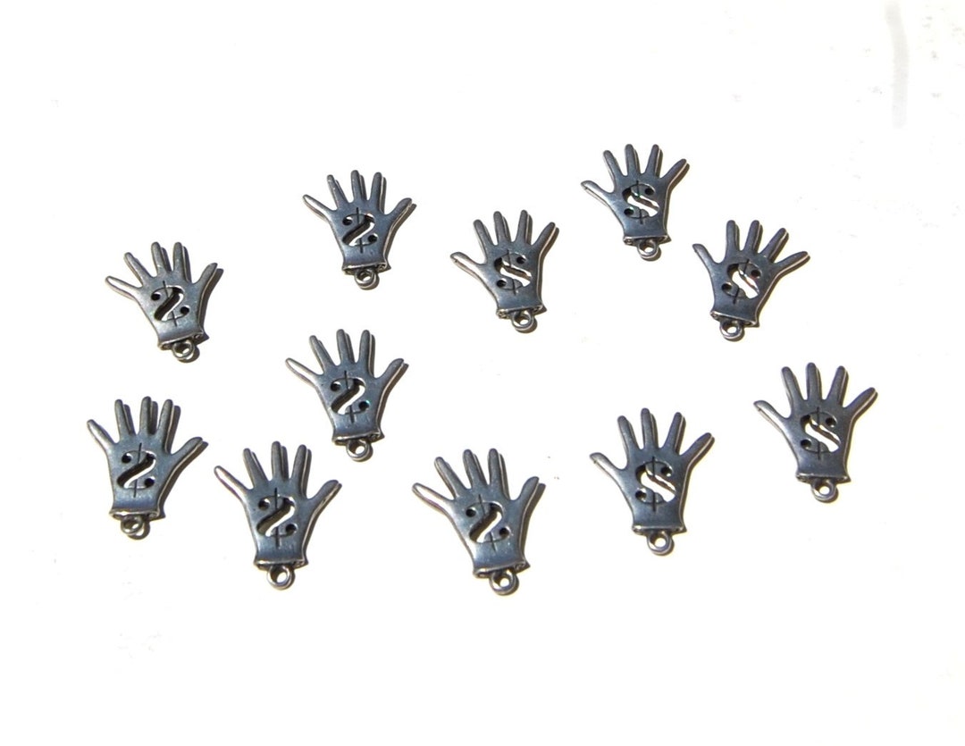 Antique Hand Dollar Sign Charms, Money Charms, 1 Charm, Made in the U.S ...