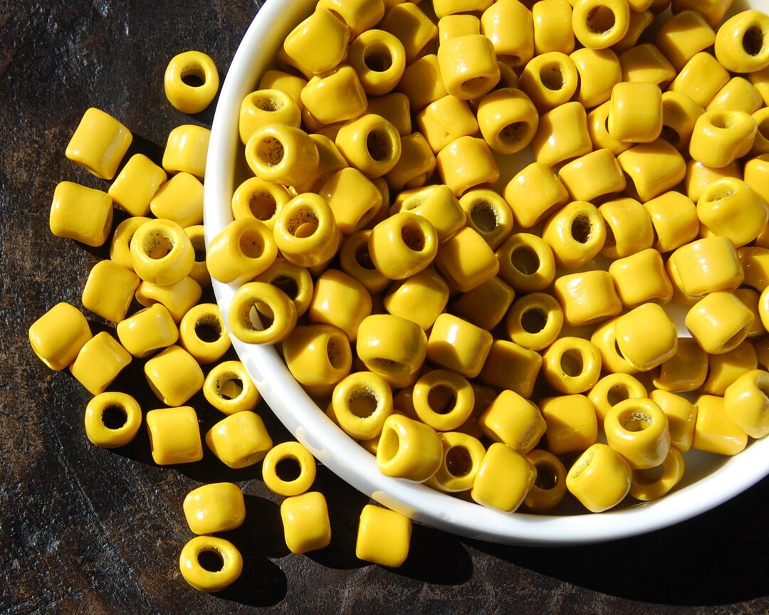 Bright Yellow Crow Beads, Vintage Seed Beads, Bulk Beads, 25 Grams ...