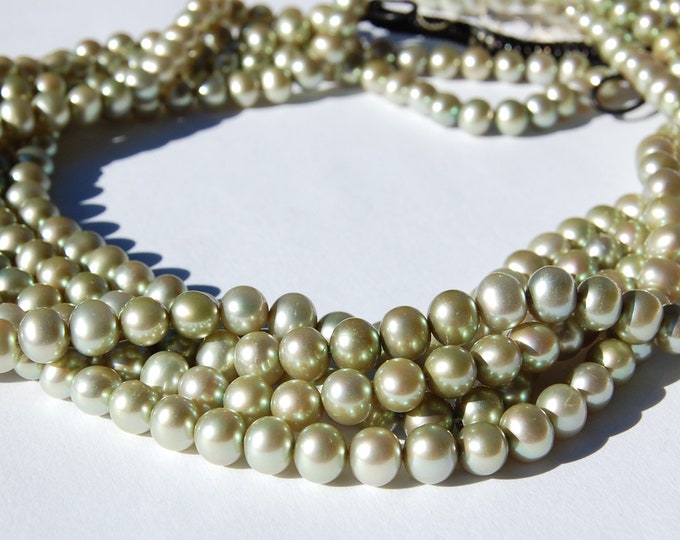 6 Mm Fresh Water Pearls, Sage Green Pearls, Natural Pearls, Jewelry ...