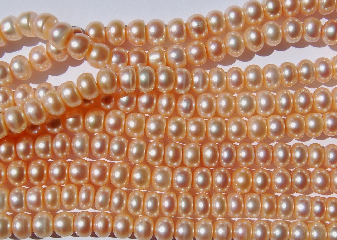 Peach Pink Freshwater Pearl Strand: 8mm Rondelle Beads, Jewelry Making ...
