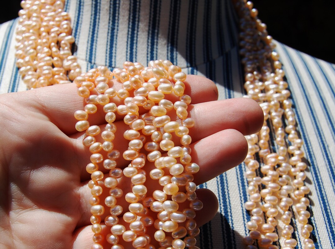 5 Mm Oval Fresh Water Pearls Pale Peach/ Champagne Color - Etsy
