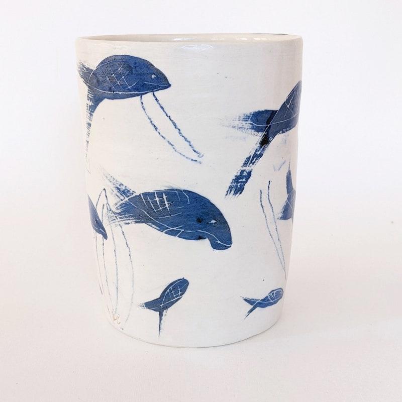 Blue Fish Vase - Etsy