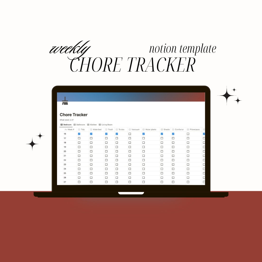 Weekly Chore Tracker Notion Template minimal, Daily Notion Planner ...