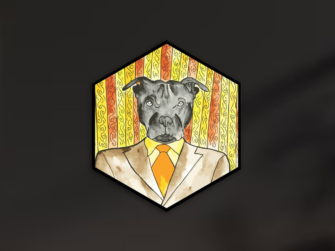 Gentelman Dog Dopamine Decor Colorful Hexagon Wall Art One Piece Art - Etsy