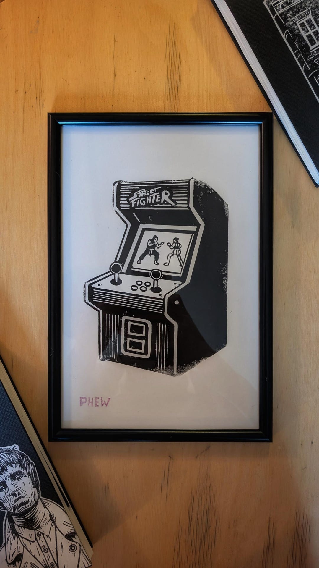 Street Fighter Arcade Machine Linocut Print | Hand-carved Gaming ...