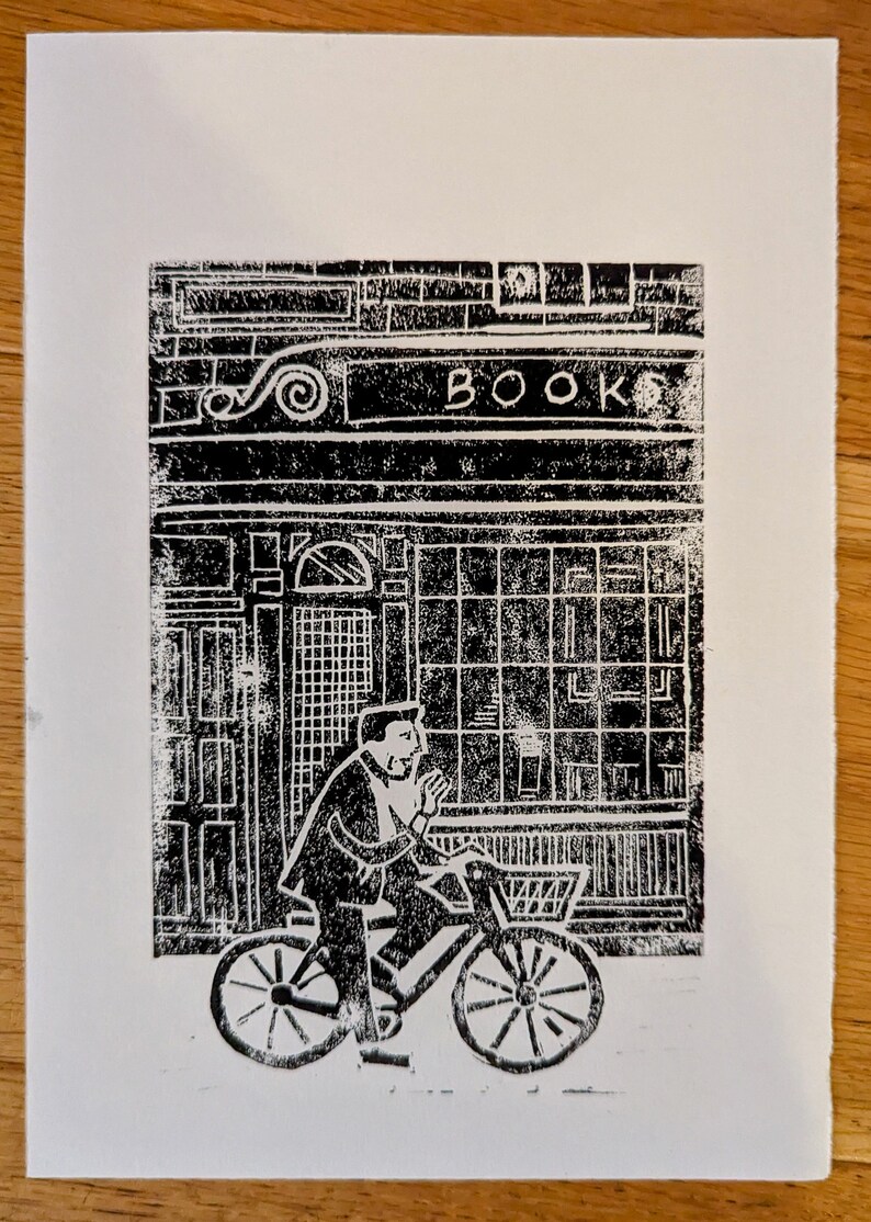 Bookshop Linocut Print | Hand-carved Literary Artwork | Limited Edition ...