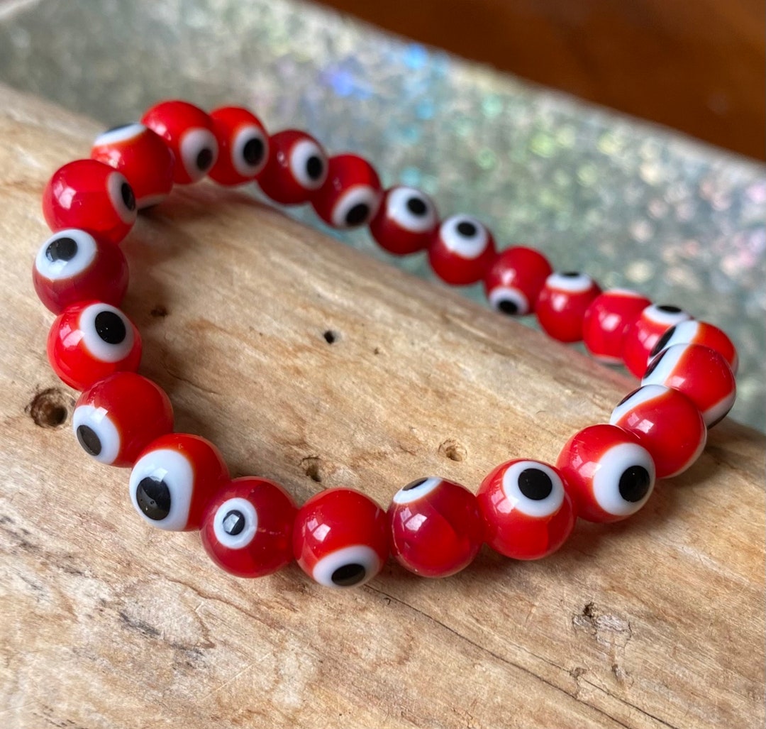 Evil Eye Bracelet, Bright Cherry Red Evil Eye Bracelet, Great Christmas ...