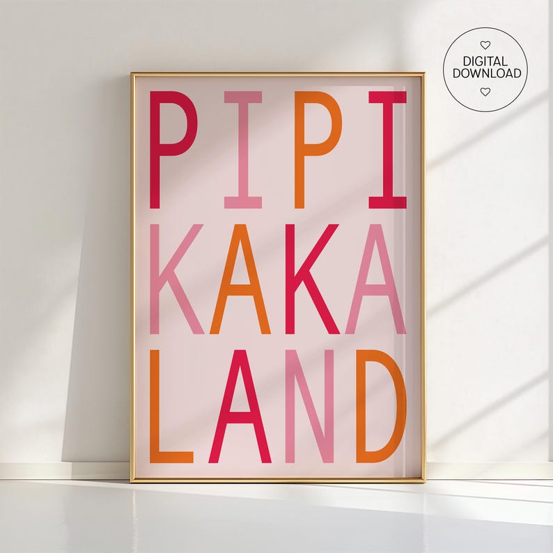 Funny Bathroom Poster – PIPIKAKALAND – German Toilet Wall Art – WC ...