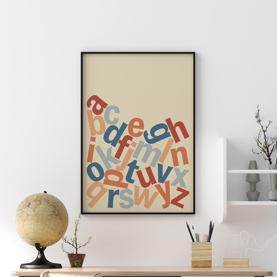 Lowercase ABC Poster | Retro Alphabet Print | Educational Kids Room ...