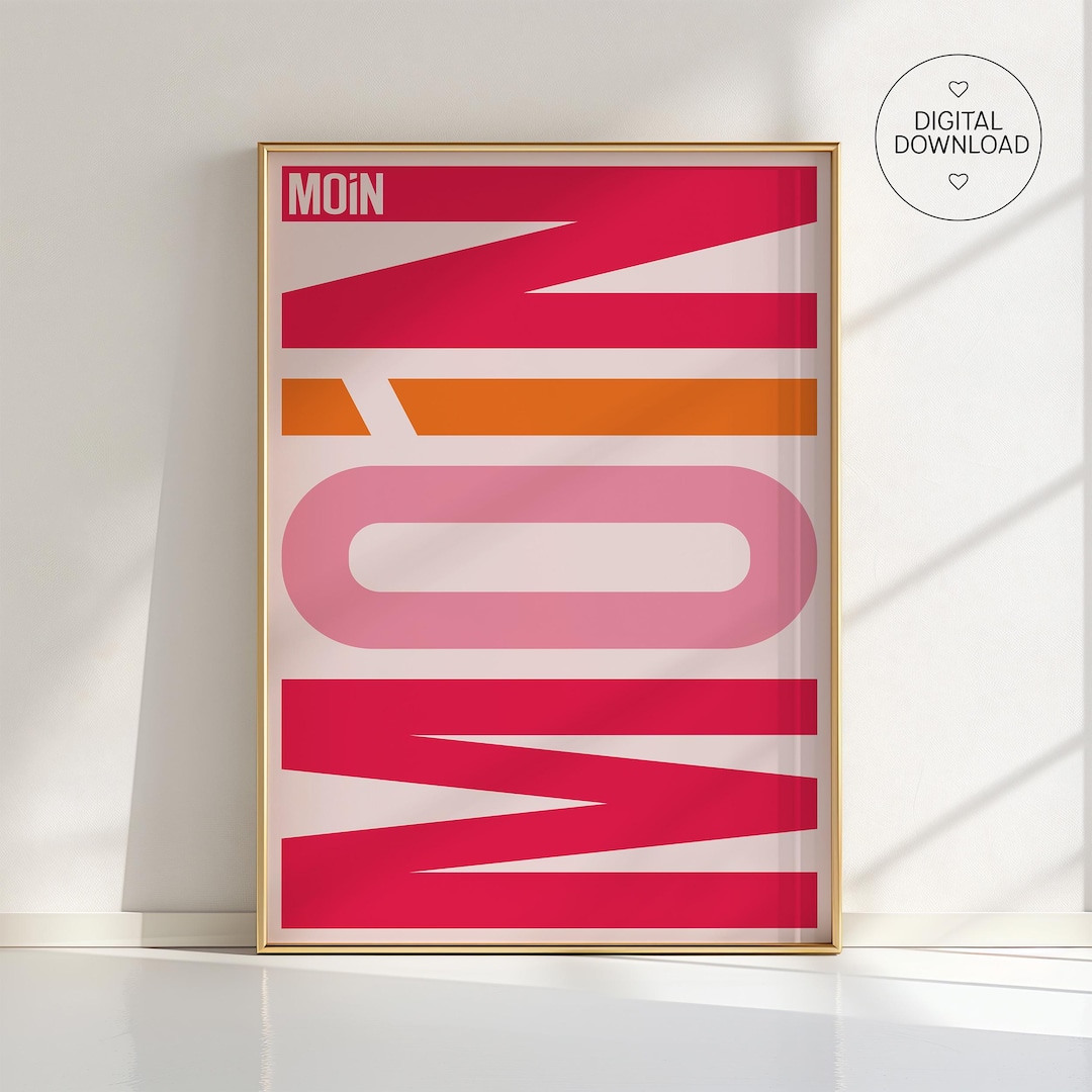 Moin Moin Poster – Dopamine Decor Wall Art in Pink, Orange and Rose ...