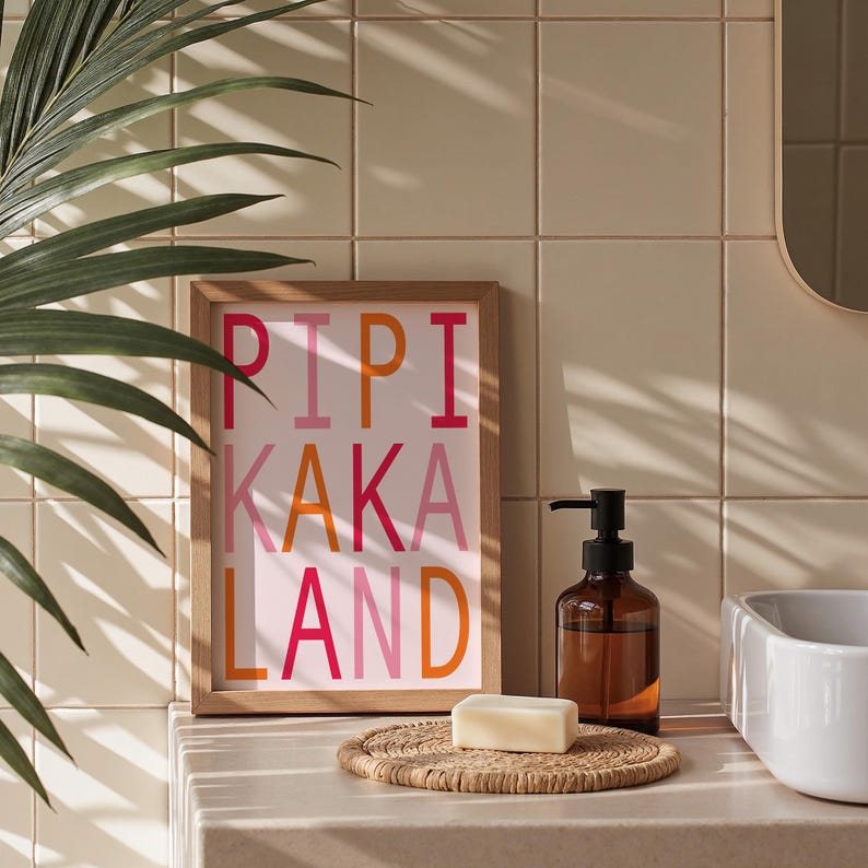 Funny Bathroom Poster – PIPIKAKALAND – German Toilet Wall Art – WC ...