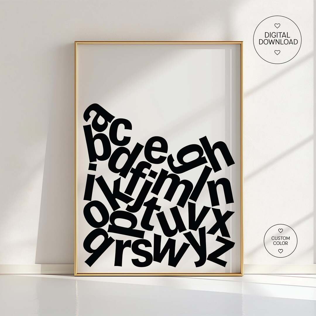 Minimalist ABC Poster Digital Download, Black Letters on White ...