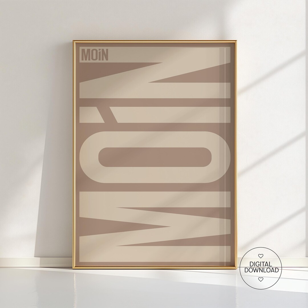 Moin Moin Poster: Mocha Mousse Typography Wall Art, Minimalist German ...