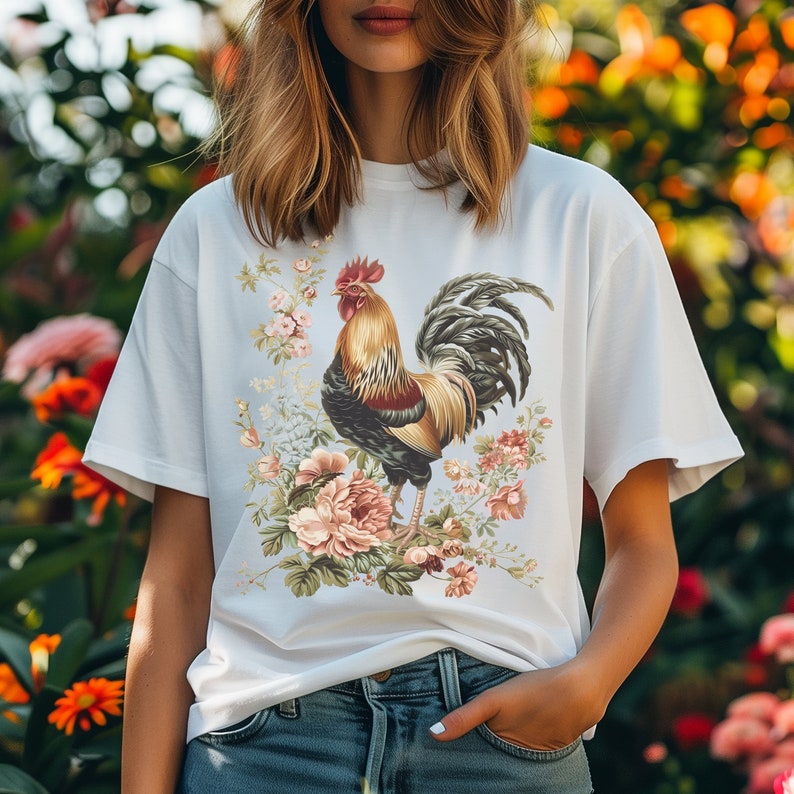Cottagecore Rooster Shirt, Vintage Rooster Tee, Unisex Spring Shirt ...