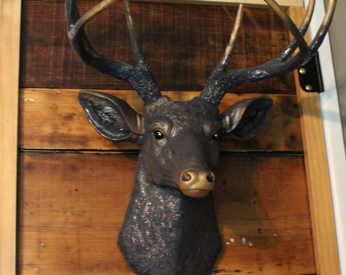 Faux Deer Head, Mount, Stag, Gray and Gold, Wildlife,whimsical - Etsy