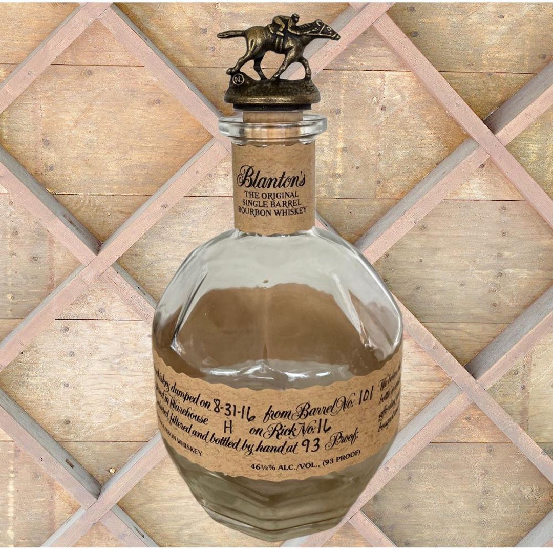Blanton's Bourbon Whiskey Empty Bottle 750ml + Race Horse Cork Stopper ...